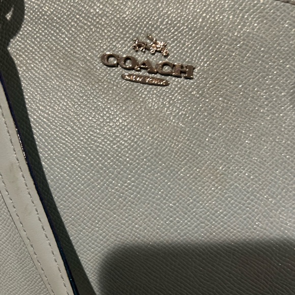 Coach | Bags | Coach Light Blue Sparkly Leather Shoulder Bag | Poshmark